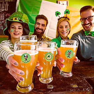 St. Patrick's Day Stickers Roll Irish Shamrock Decals Teacher Reward Stickers Lucky Leprechaun Stickers for Envelope Seals Gift Box