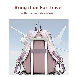 CLESUZ Aesthetic Backpack Plaid School Laptop Backpack Lightweight Travel Backpack for Girls Teens (Green)