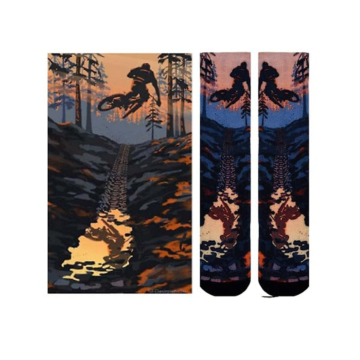 Sierra Socks Mud Bike Pattern CoolMax Socks, Nature Collection for Men & Women Colorful Crew Socks