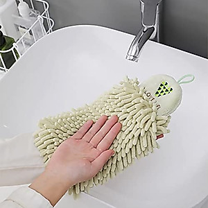 4pcs Hanging Hand Towels for Bathroom, Chenille Hand Towel with Hanging Loop Quick-Drying Microfiber Towel for Kitchen