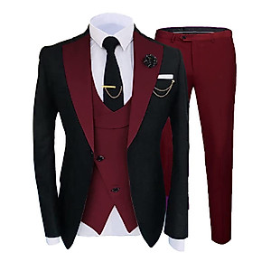 Big and Tall Mens Tuxedo Suits Slim Fit 3 Piece Formal Skinny Wedding Tux Ginger