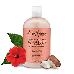 SheaMoisture Shampoo Curl and Shine for Curly Hair Coconut and Hibiscus Paraben Free Shampoo 13 oz