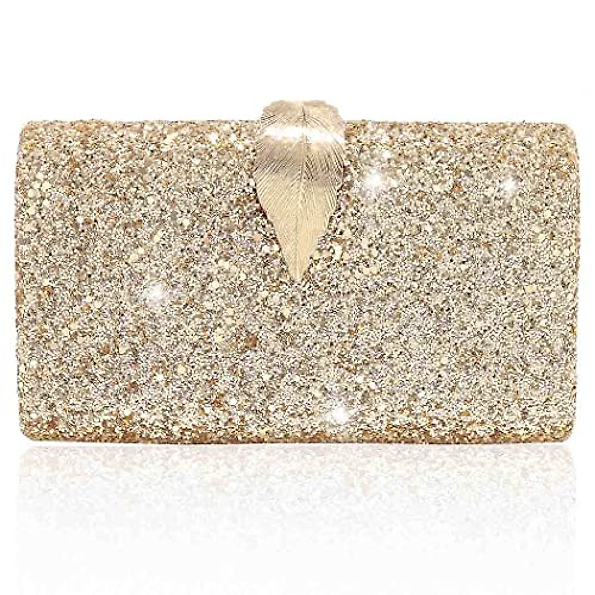Yokawe Women's Glitter Evening Bag Bling Clutch Purses Crossbody Bags Wedding Party Prom Cocktail Handbags (Gold)
