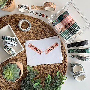 Washi Tape Set of 16 Rolls of 15 mm Wide Washy Tape Cute Decorative Tape for Journaling, Scrapbooking, Crafts, Bullet Journals, Planners, DIY Décor, Craft Supplies For Adults & Kids (Meadow)