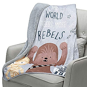 Lambs & Ivy Star Wars Rebels R2D2/C-3PO/Chewbacca Soft Sherpa Baby Blanket
