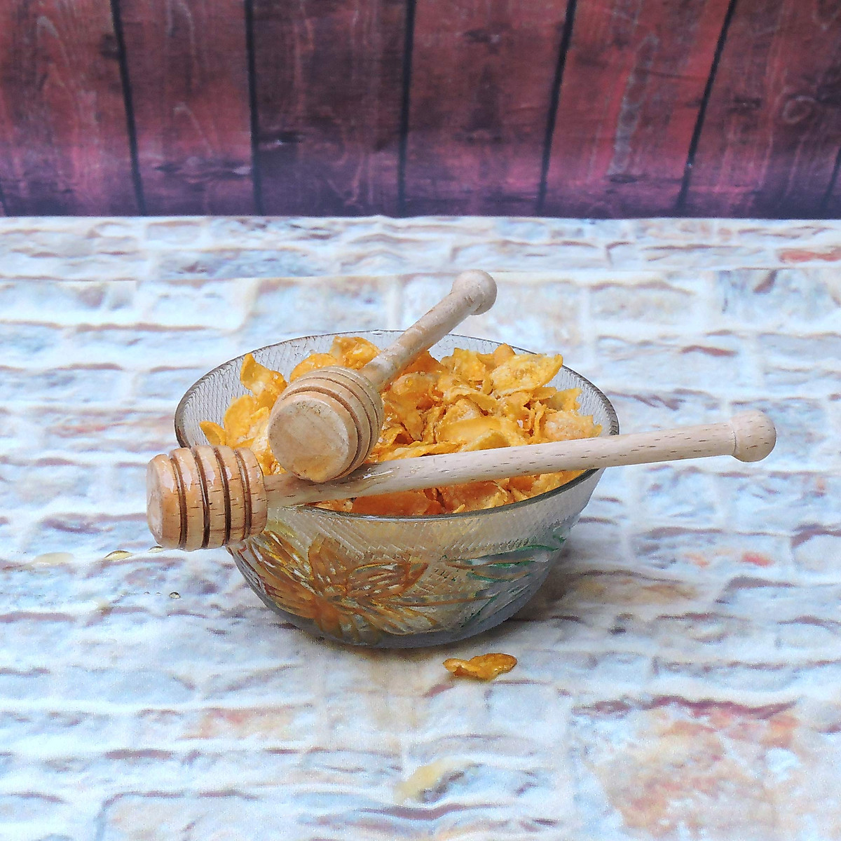 HealthGoodsIn - Set of 2 Wooden Honey Dipper for Easy Honey Dispensing