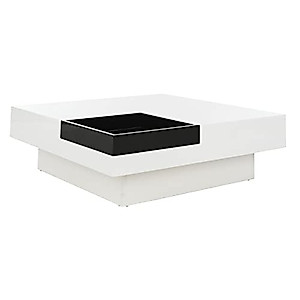 Safavieh Home Collection Wesley Coffee Table, White/Black, 35.4 in x 35.4 in x 11.8 in