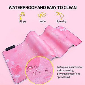 RGB Gaming Mouse Pad, Large Led Mouse Pad with 12 Lighting Modes, Gaming Keyboard Non-Slip Rubber Base PC Gaming Desk Pad,High-Performance Pad Optimized for Gamer,31.5x11.8 inch (Pink)