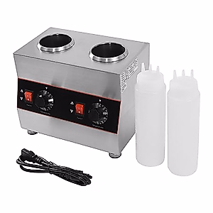LYNICESHOP Electric Sauce Warmer, 2 Bottles Electric Warmer Butter Sauce Dispenser Sauce Warmer Pump Chocolate Sauce Warmer Toppings Bottle Warmer Food Sauce Dispenser Heater for Cheese, Caramel