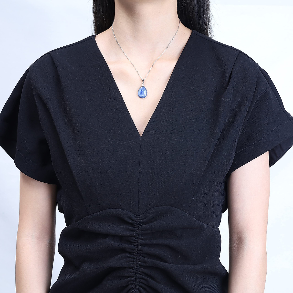 GAVU Crystal Teardrop Pendant Kyanite Blue Stone Necklace