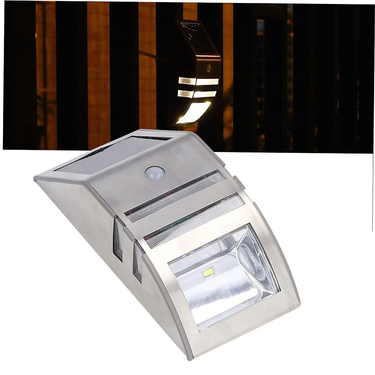 Kopokd Solar Lamp PIR Human Body Induction High Sensitivity White Light 40LM Stainless Steel Solar Light