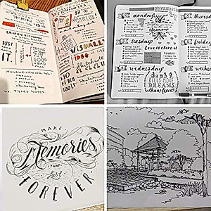 Rilanmit Hand Lettering Pens, Refillable Calligraphy Pens Brush Marker Pens Set Black, 4 Size for Writing, Painting, Drawing, Pack of 6