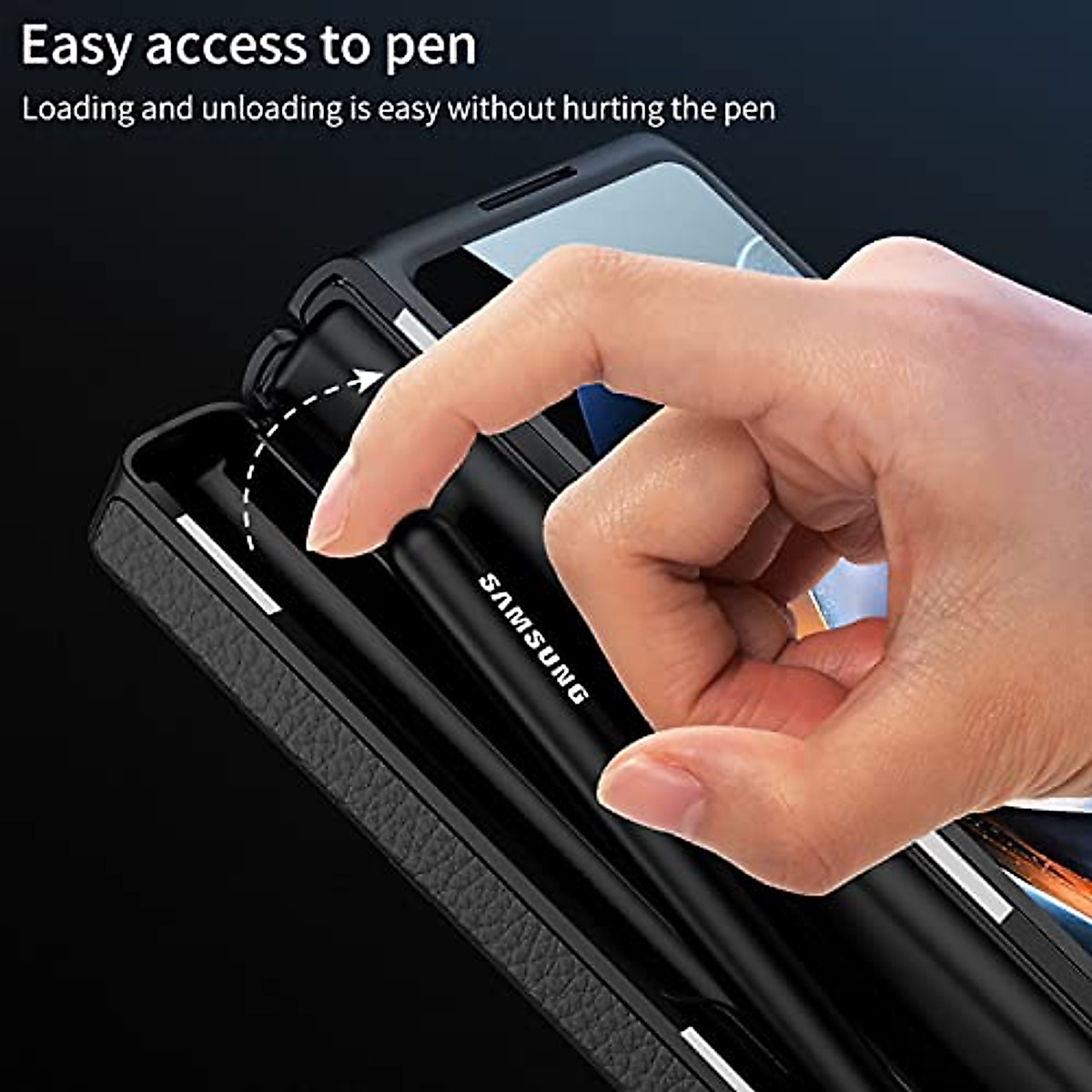 BRAND SET 𝐙 𝐅𝐨𝐥𝐝 𝟒 𝐂𝐚𝐬𝐞, Plain Leather Material Galaxy Z Fold 4 Case with S Pen Holder and Kickstand, All-Inclusive Hinged Phone Case&Cover Suitable for Samsung Galaxy Fold 4 Series(txw)