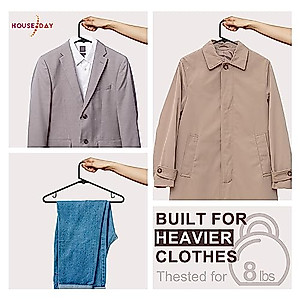 HOUSE DAY Plastic Hangers Black 60 Pack Durable & Space Saving Clothes Hangers Bulk Suit & Coat Hangers with Non-Slip Hook Closet Hangers Lightweight Hangers for Clothing, Shirts, Pants, Dresses