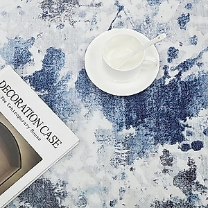 Zacoo Modern 5x7 Area Rugs for Living Room Geometric Abstract Area Rug Low Pile Floor Carpet Throw Rug Bedroom Decor Non Slip Rugs Non Shedding Area Rugs Dining Room Nursery Room Decor, Blue/White