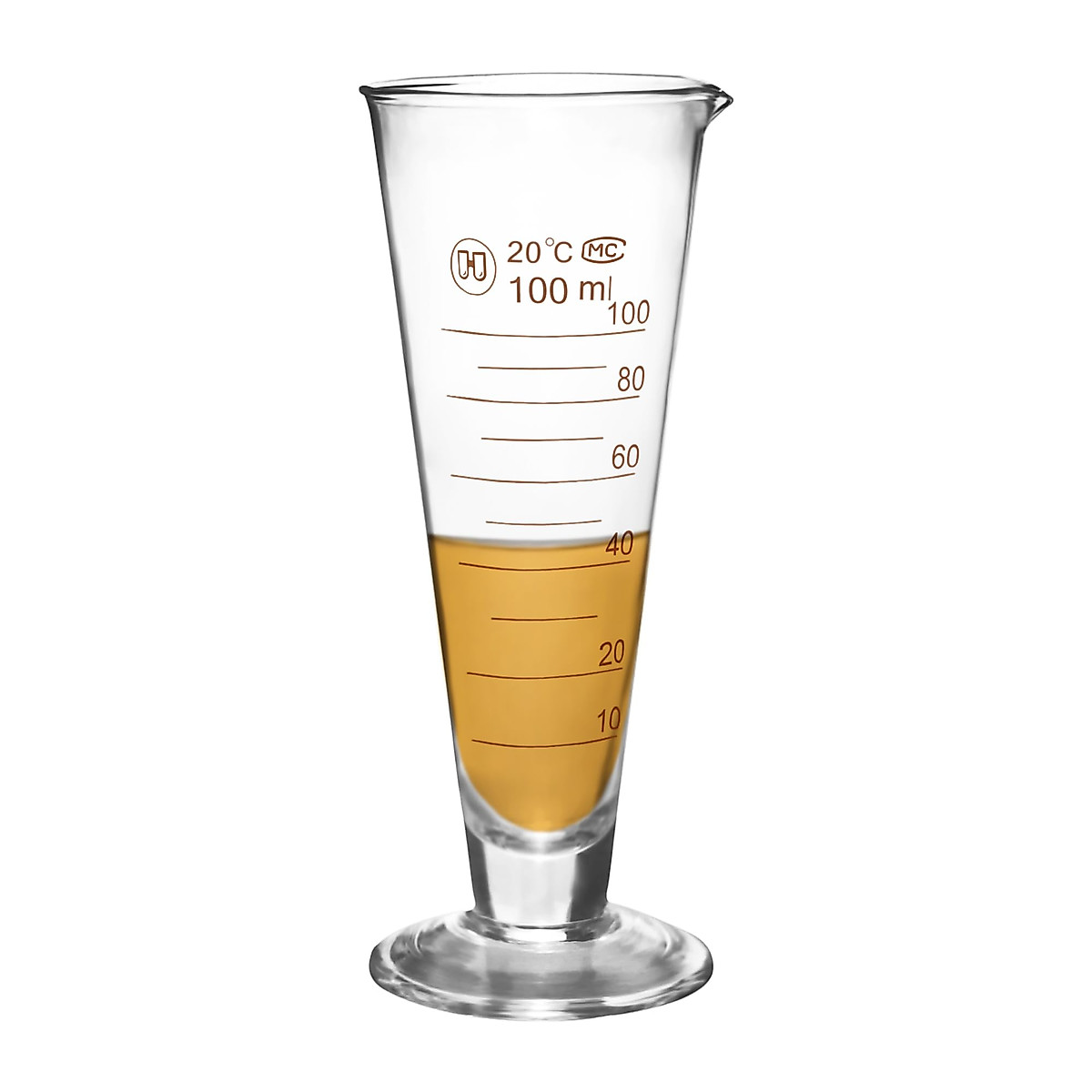 Professional Lab Graduated Measuring Cup with Spout 100ml Wide Mouth Glass Conical Beaker Thickened Borosilicate Beaker Heat Resistant (100ml) Transparent