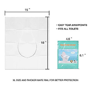 Toilet Seat Covers Disposable, 50-Count Flushable Paper Travel Toilet Seat Covers for Adults and Kids Potty Training, Great Biodegrable Accessories for Public Restrooms, Airplane, Camping