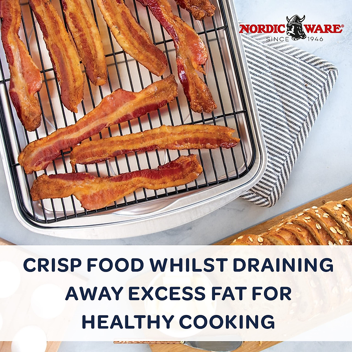 Nordic Ware Oven Crisp Baking Tray and Nordic Ware Natural Aluminum Commercial Baker's Half Sheet 2-Pack