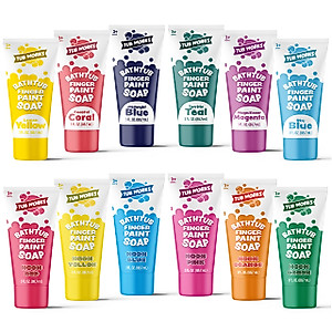 Tub Works Bathtub Finger Paint Soap, 12 Pack | Non-Toxic, Washable Bath Paint for Toddlers & Kids