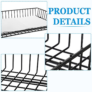 Hicarer 2 Pcs 2 Pcs Metal Paper Tray 11 x 17 Inch Iron Wire Grid Desk File Document Letter Tray 11 x 17 Paper Desk Organizer Wide Entry Basket for Office Home (Black)