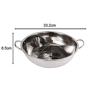 Shabu Shabu Divider Hot Pot Tabletop Pot Three Sided Japanese Cookware Kitchenware, 33.2cm