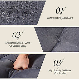 5 Pieces Wicker Patio Cushion Sets Include 1 Loveseat 2 U-Shape 2 Matching Chair Cushions Indoor Outdoor Tufted Settee Bench Cushions Replacement Loveseat Cushions for Outdoor Furniture (Light Gray)