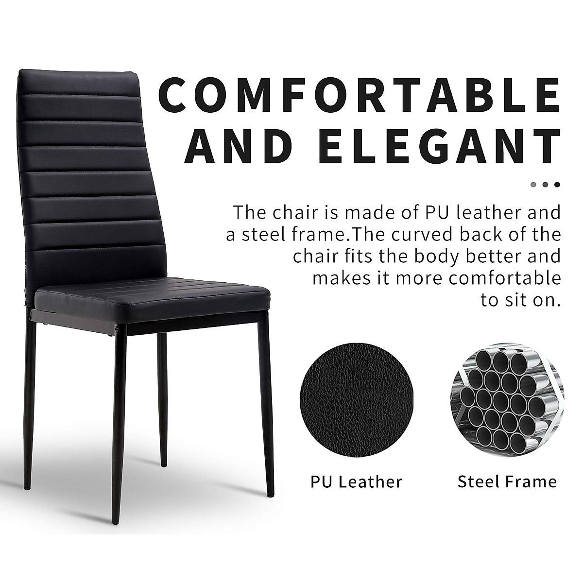 HCY Dining Table Set Dinning Chairs Set of 4 with Table Kitchen Dining Table Set for Small Spaces Home Furniture Dinette Set Rectangular Table, Black