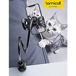 Lamicall Phone Holder Bed Gooseneck Mount - Cell Phone Clamp Clip for Desk, Flexible Lazy Long Arm Headboard Bedside, Overhead Mount Stand, Compatible with iPhone 14 Plus / Pro Max XR X 8 7 6 Plus