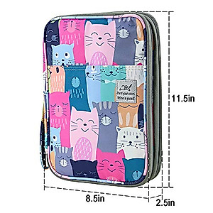 YOUSHARES 192 Slots Colored Pencil Case, Large Capacity Pencil Holder Pen Organizer Bag with Zipper for Prismacolor Watercolor Coloring Pencils, Gel Pens for Student & Artist (Learning Cat)