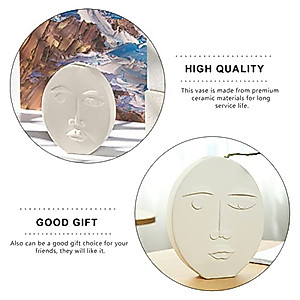 Veemoon Ceramic Vase Ceramic Decoration Vase Holder Pot Plant Desktop Indoor Bonsai Artistic Outdoor Arrangement Head Table Cute Decorative Unique Porcelain Decor Container Face Jewelry Glass Vase