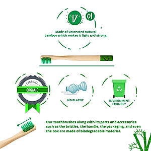 Vaireo Bamboo Toothbrushe - Soft Bristles Wooden toothbrushes - Organic Wooden Toothbrushes - 100% Natural, Eco-Friendly and Biodegradable (Kids Colourful 6 Pack)