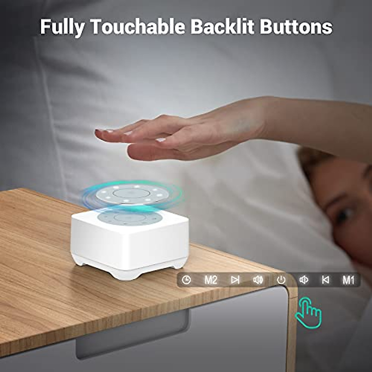 Fitniv White Noise Machine with Custom Button, 20 Natural Soothing Sounds & 32 Levels of Volume Control, Timer & Memory Feature, Plug in, Sound Machine for Baby Adults, Home & Office