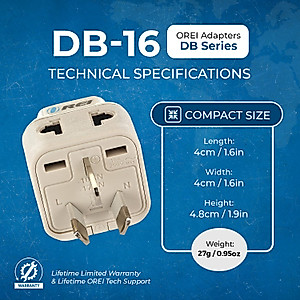 Australia Power Plug Adapter, OREI US to China Plug Adapter, 2 in 1 Type I Plug Adapter with Universal Outlet, Perfect for Laptop, Camera, Mobile, Used in Australia, New Zealand, China (DB-16-2PK)