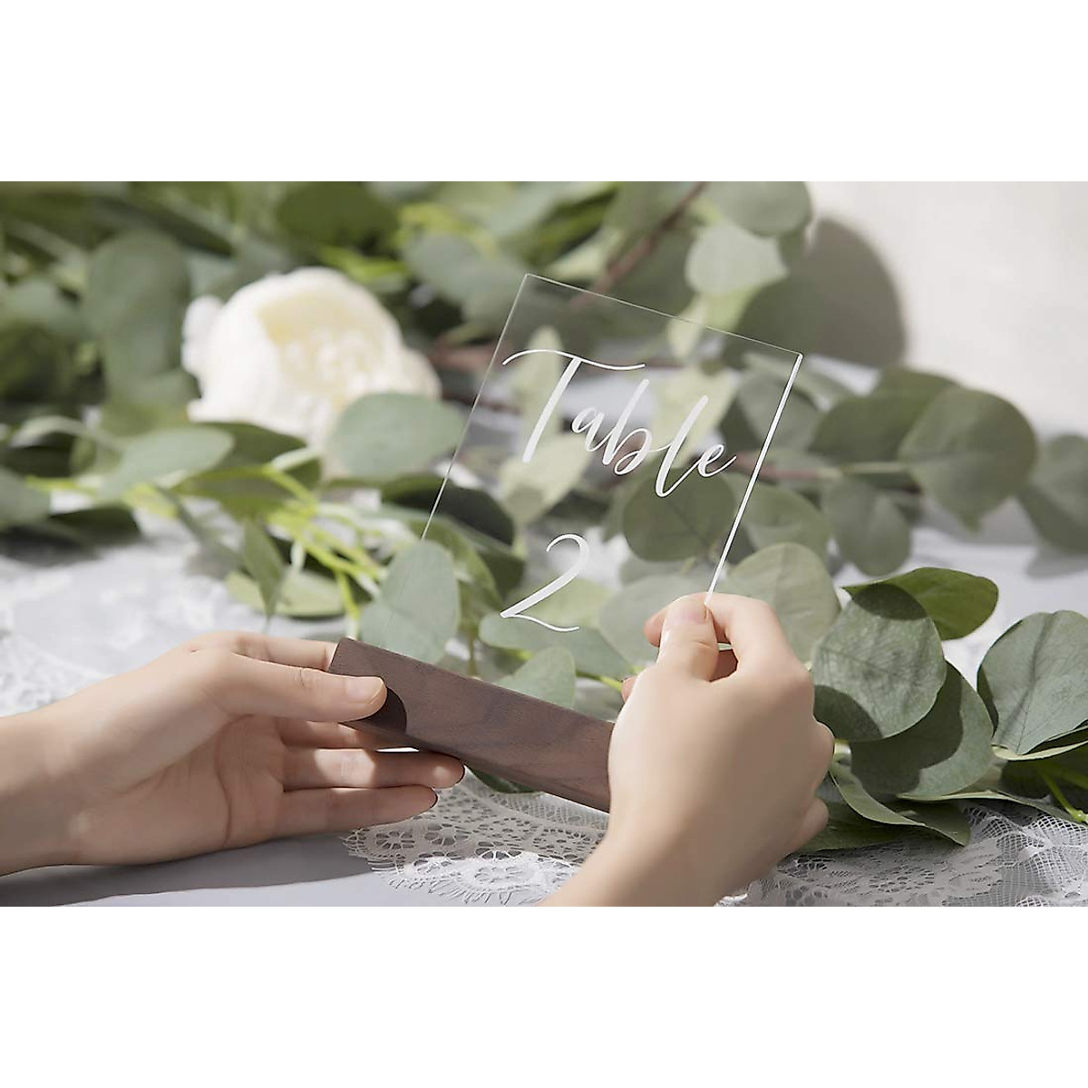 UNIQOOO Acrylic Wedding Table Number | 4x6 inch 1-20 Printed Calligraphy Sign, Holder NOT Included