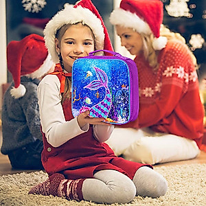gxtvo Lunch Box for Girls, Mermaid Insulated Bag, Kids Reversible Sequin Flip Color Change