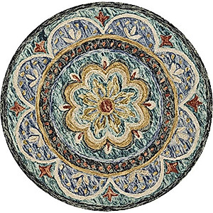 Lr Home Ox Bay Blaze Modern Distressed Floral Virgin Wool Indoor Area Rug