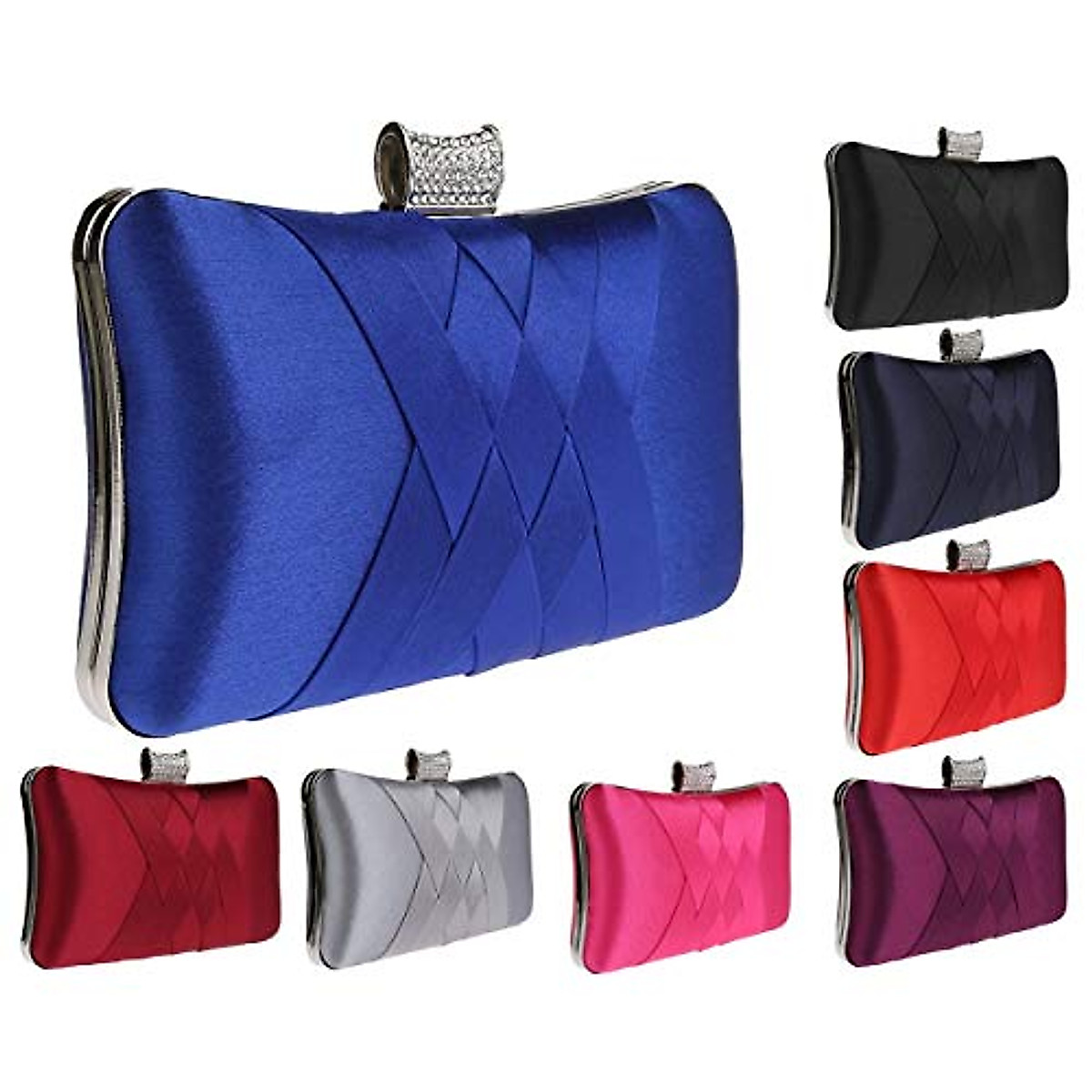 Ro Rox Francesca Retro Vintage Crystal Evening Prom Party Box Clutch Handbag Bag - Pink