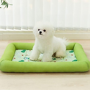 BUNGAA Dog Bed,Cool mat,Dog mat, Summer Cooling Pet Dog Mat Ice Pad Dog Sleeping Square Mats for Dogs Cats Pet Kennel Cool Cold Silk Dog Bed (Color : Square Snowman, Size : L)