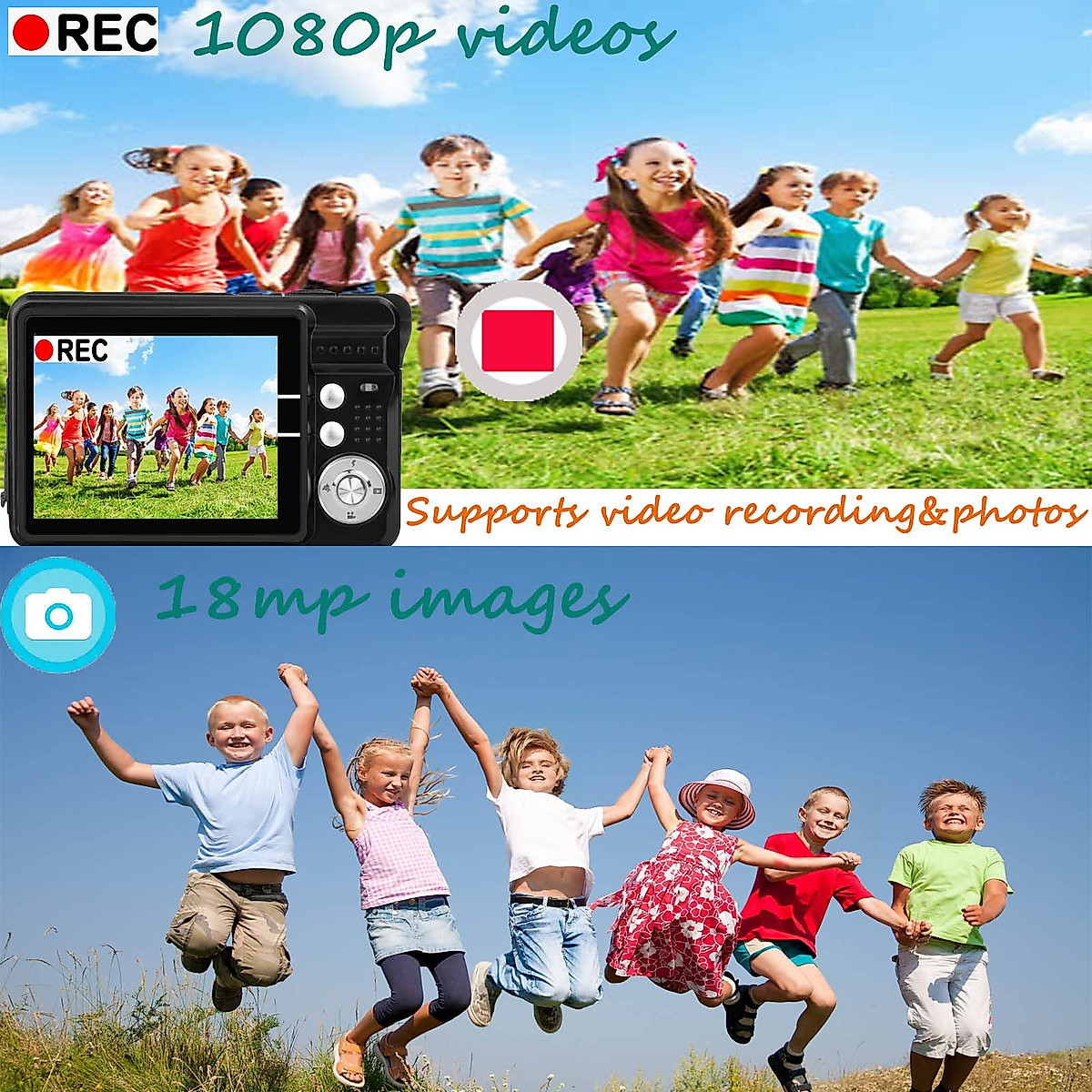 HD Mini Digital Camera, Digital Camera for Kids Teens Students-Travel,Camping,Birthday Gifts