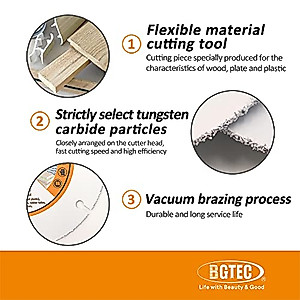 BGTEC Carbide Wood Cutting Disc,3pcs 3 Inch/75MM with 10MM Arbor Vacuum Brazed Carbide Cut-Off Wheel Blade for Wood Board, Gypsum Board, Rubber Pipe, Plastic