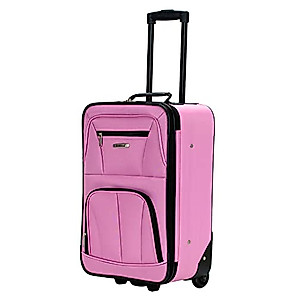 Rockland Journey Softside Upright Luggage Set, Expandable, Pink, 4-Piece (14/19/24/28)