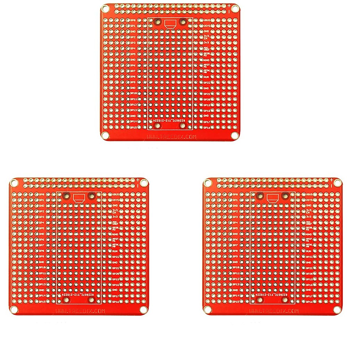 Treeidx 3pcs Expansion Board Breadboard Gold Plated Finish Proto Board PCB Compatible with Raspberry PI PICO