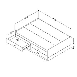 South Shore Cosmos Captain Bed with 4 Drawers, Full 54-inch, Black Onyx