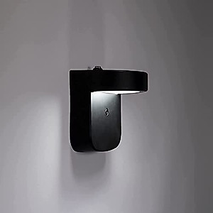 CORAMDEO 2 Pack LED Dusk to Dawn Modern Round Porch Light, Wall Sconce for Porch, Patio and More, Built in LED Gives 75W of Light, 600 LM, 4K Bright White, Wet Location, Black