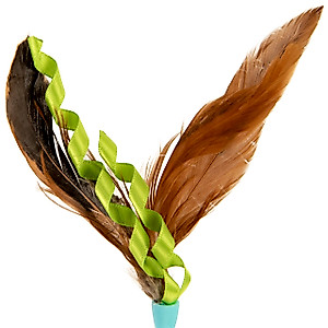 SmartyKat Instincts Rowdy Rocker Self-Righting Interactive Cat Toy w/Feathers & Ribbons - Orange/Blue, One Size