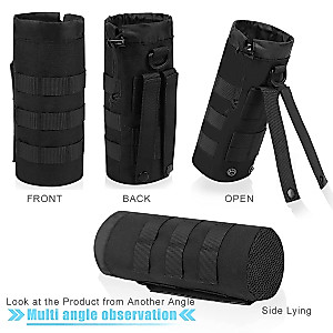 ANJINU Molle Water Bottle Holder, Water Molle Attachments, Molle Water Bottle Pouch, Tactical Backpack Attachment Pouches (Black)