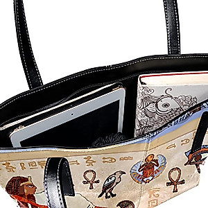 Large Leather Handbags for Women Ancient Egyptian Gods and Pharaohs Top Handle Shoulder Satchel Hobo Bag
