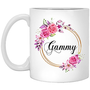 GavinsDesigns Gammy Flower Novelty Coffee Mug Gift For Mother's Day - Gammy Pink Flowers On Gold Frame - New Gammy Mug Flower - Birthday Gifts For Gammy - Gammy Coffee Mug 11oz, MUG-CIU1WDCCDZ-11oz