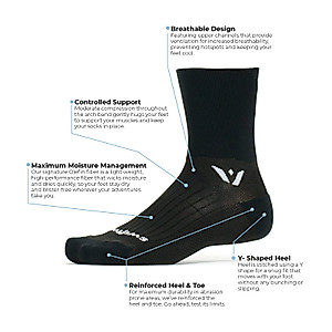 Swiftwick- PERFORMANCE SEVEN Cycling Socks, Lightweight Crew (Black, Large)