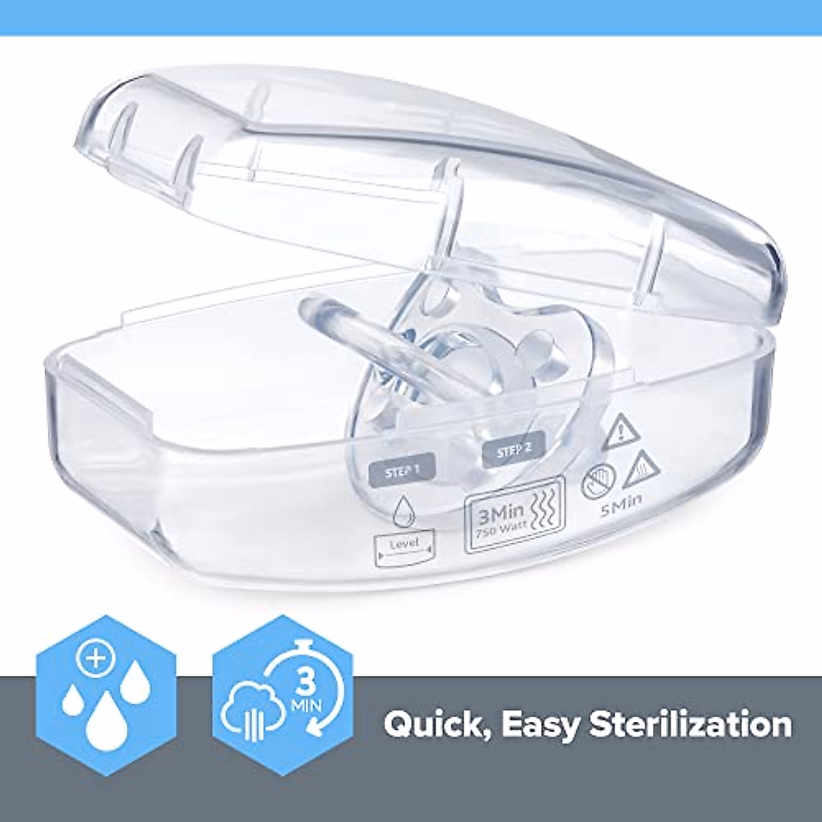 Chicco PhysioForma 100% Soft Silicone One Piece Pacifier for Babies aged 16-24 months | BPA & Latex Free | Reusable Sterilizing Case | Clear, 2pk